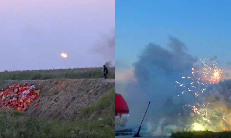 Fake Fireworks Destroyed with the Help of a Little Petrol! | The Nanjinger